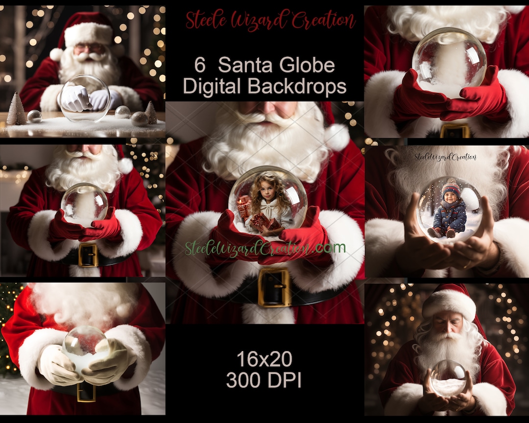 Christmas Digital Background Bundle, Christmas Digital Backdrops, Santa ...
