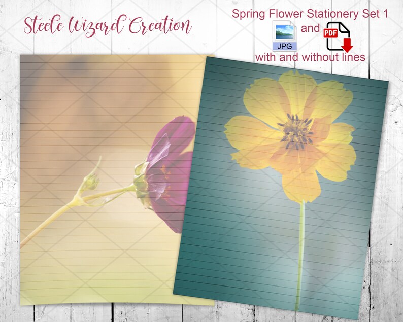 Printable Spring Flower Stationery Paper Digital Download Scrapbook ...