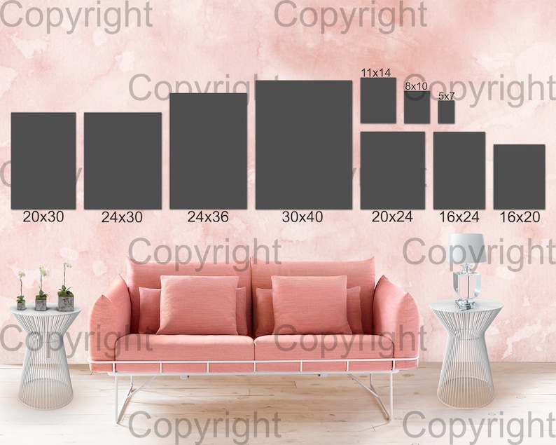 Wall Display Guide, Portrait Mockup, Photography Size Chart, PSD Mockup ...