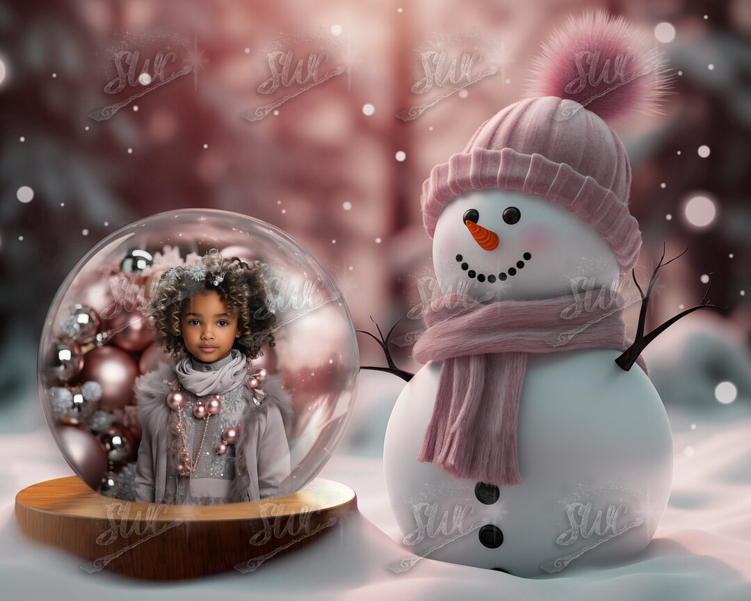 Snowman Globe Digital Background Bundle, Snowman Digital Backdrops ...