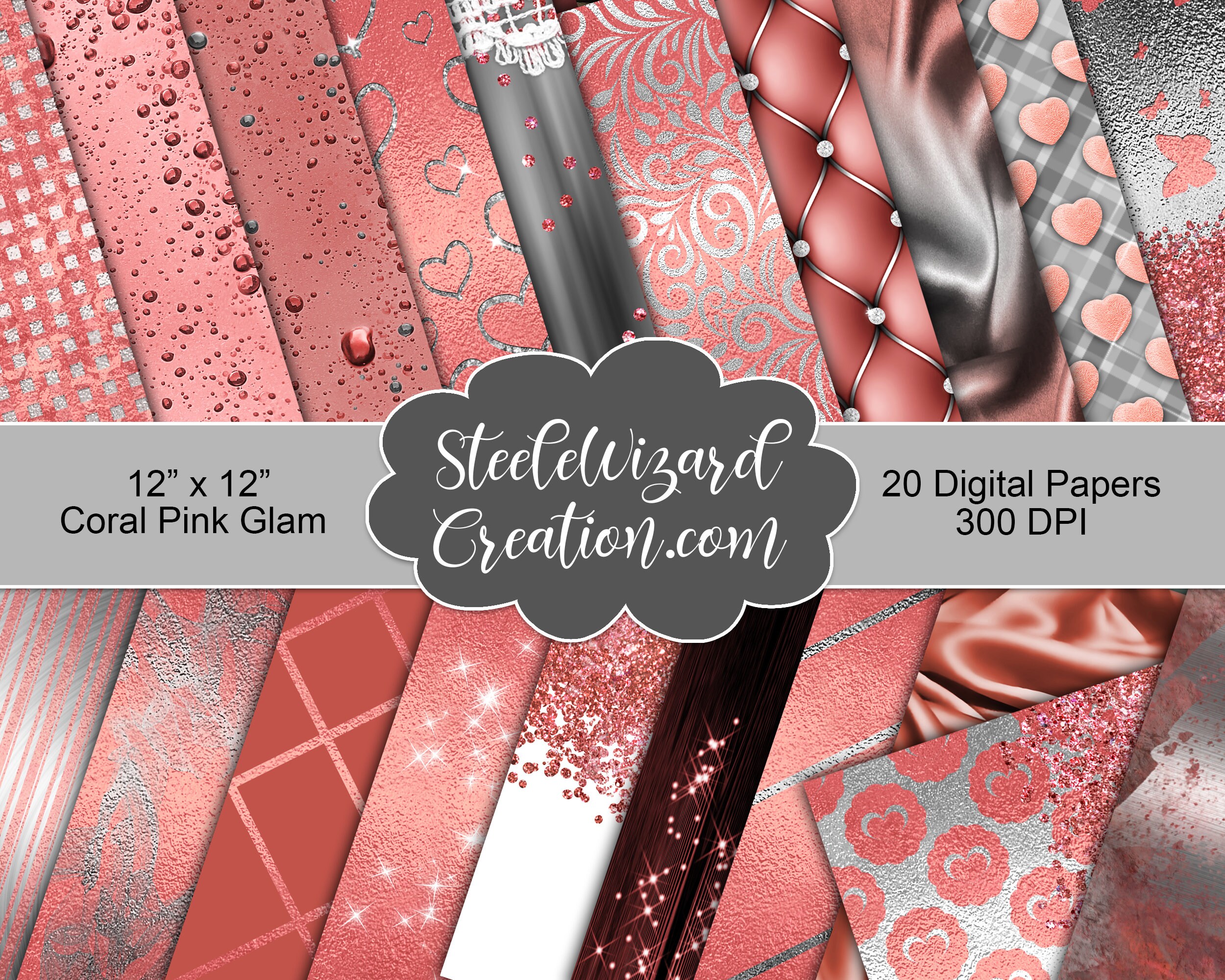 Pink Glam Digital Paper Rose Gold Metallic Foil Seamless | Etsy