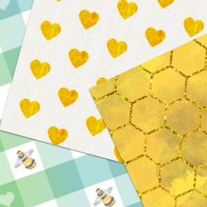 Watercolor Honey Bee Digital Papers, Honey Bees, Illustration Digital ...
