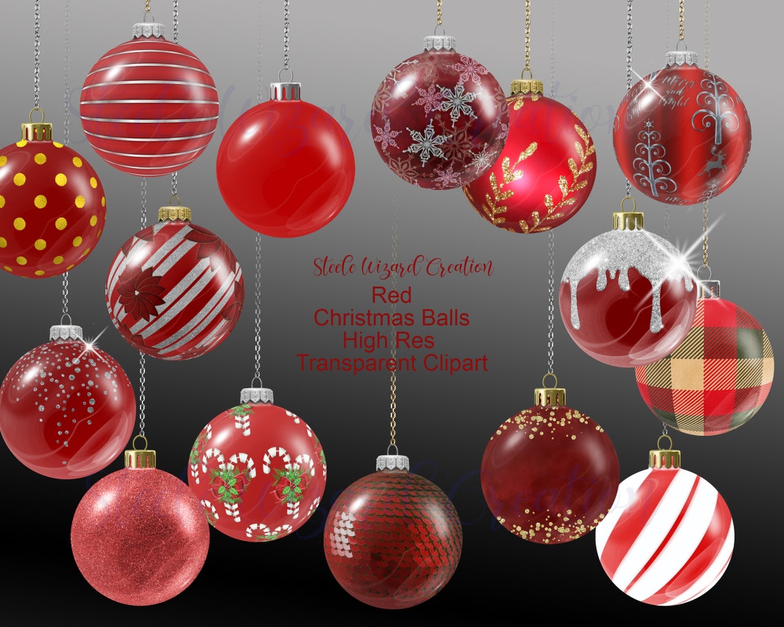Red Christmas Balls Clipart, Christmas Bulbs, Red Christmas Ornament ...