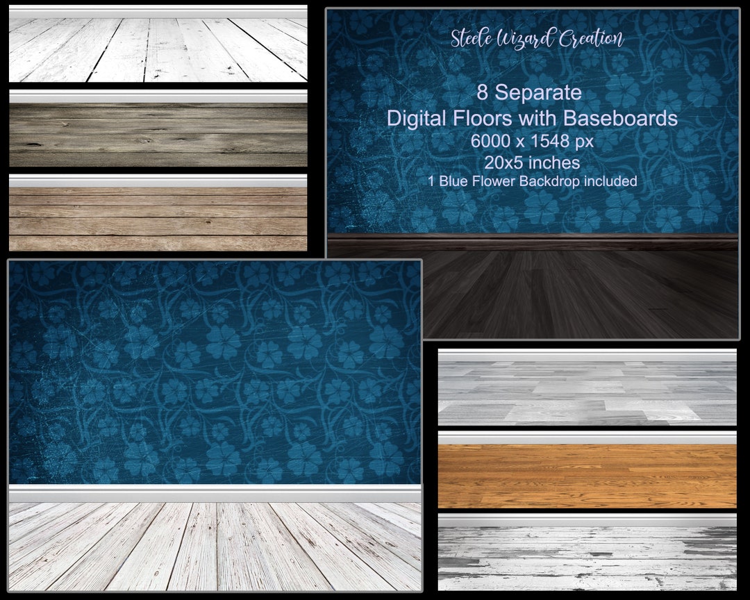 Rustic Wood Floors, Baseboard Floors Clipart Overlays. Mockup Floor ...