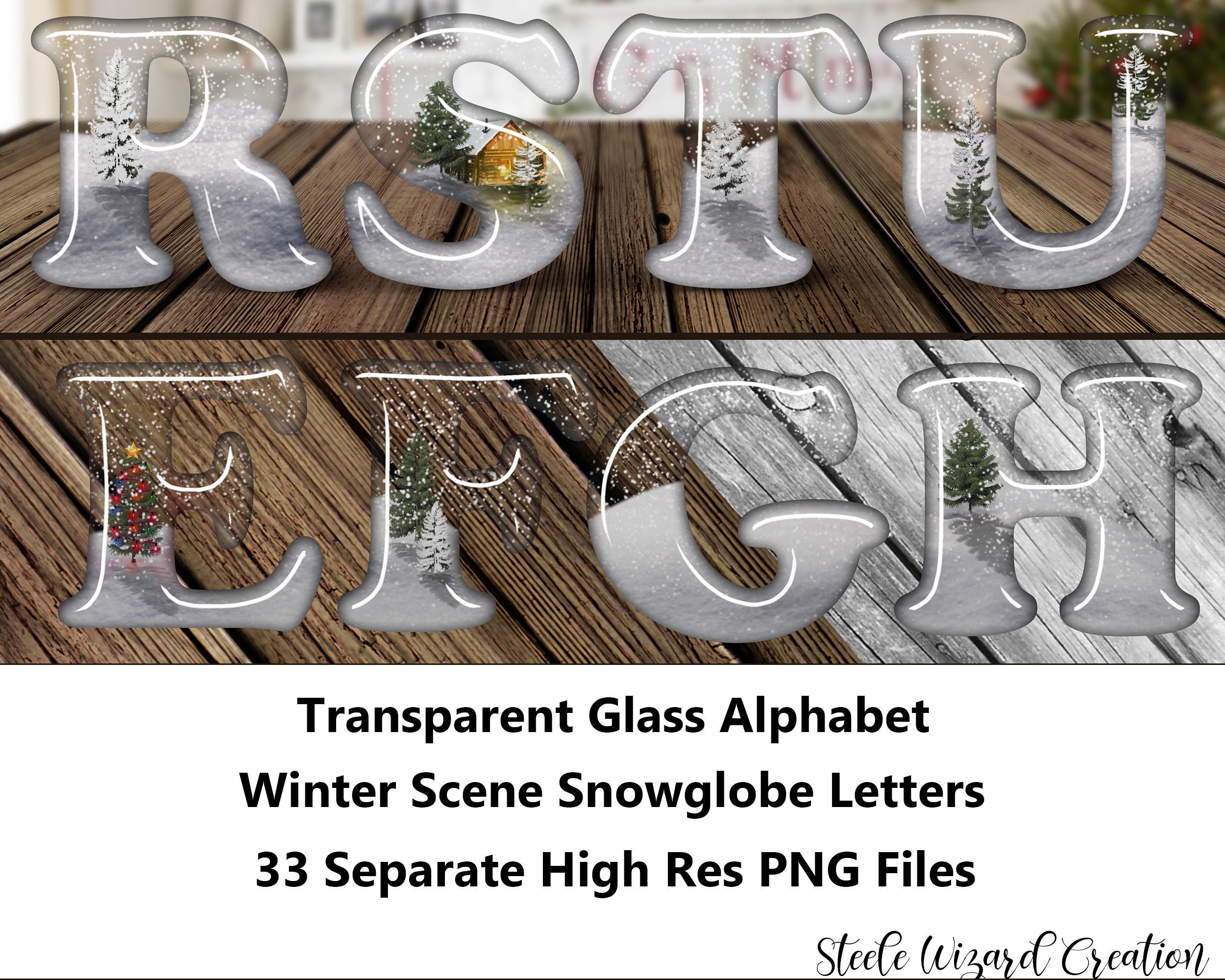 Snow Globe Alphabet Monogram Font Clipart Transparent Snow | Etsy