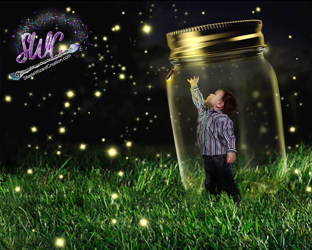 Digital Background, Firefly Backdrop, Firefly Jar, Instant Download ...