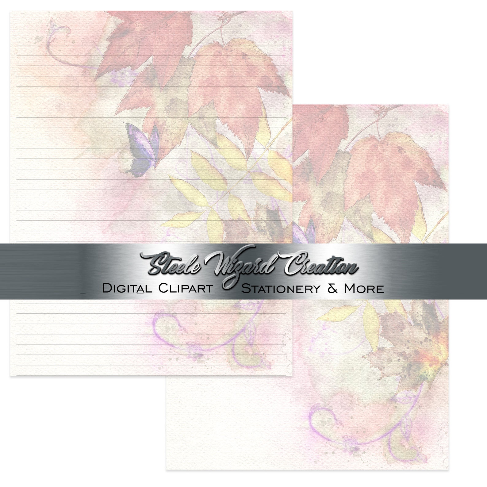 Printable Fall Leaves Paper Digital Stationery Download | Etsy