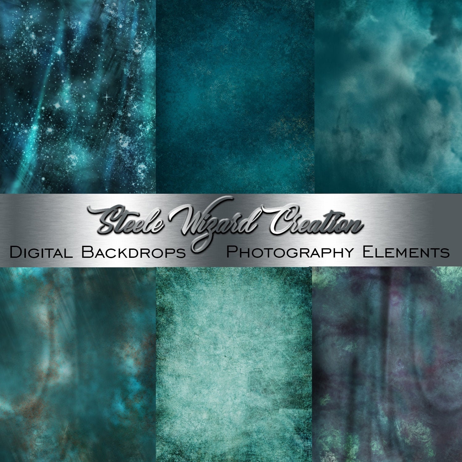 6 Blue Digital Backgrounds Digital Backdrop Textures Fine | Etsy