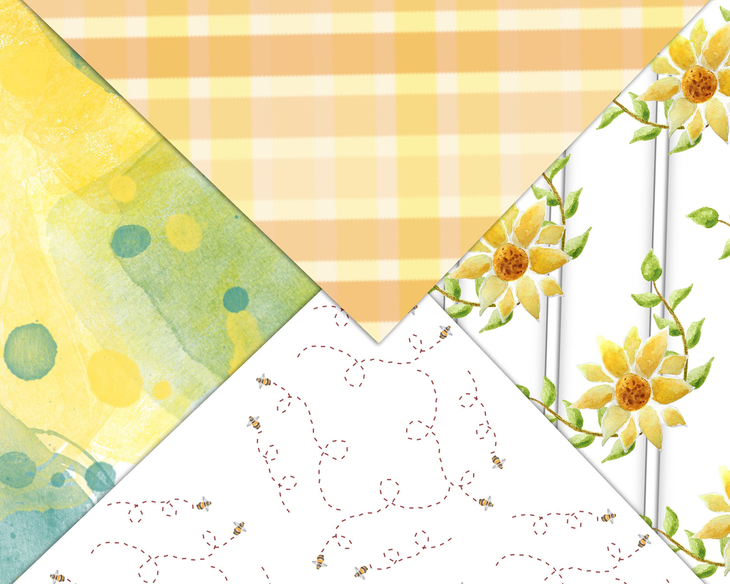 Watercolor Honey Bee Digital Papers Honey Bees Illustration | Etsy