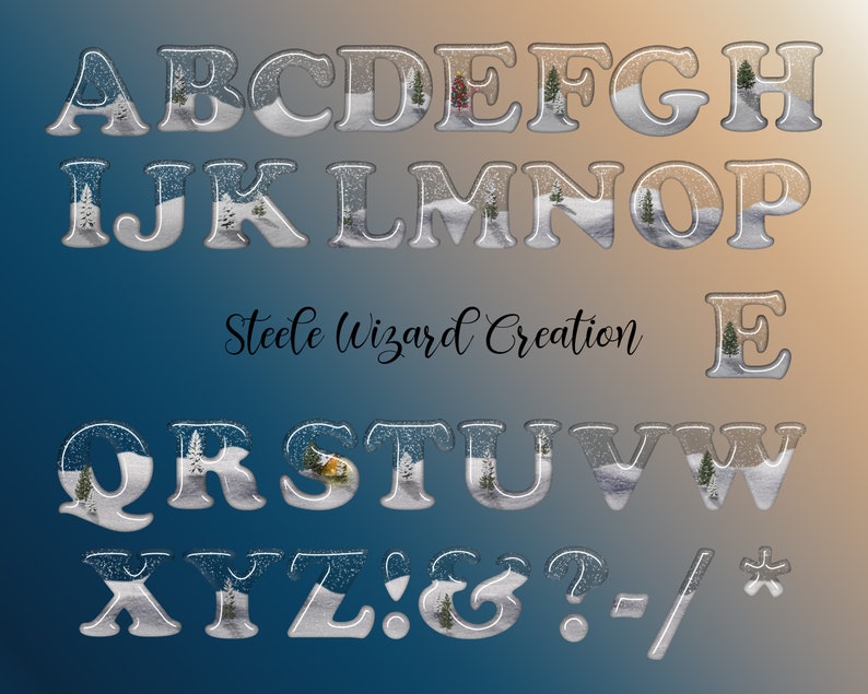 Snow Globe Alphabet Monogram Font Clipart Transparent Snow | Etsy