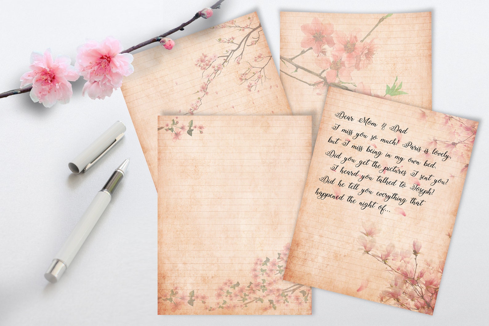 Printable Spring Flower Stationery Paper Digital Download - Etsy
