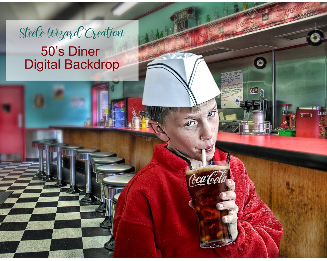 50s Diner Digital Backdrop, Vintage Soda Shop Background, Retro ...