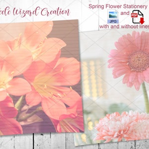 Printable Spring Flower Stationery Paper Digital Download Scrapbook ...