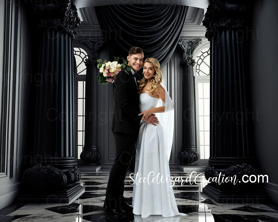 Black Digital Backdrop, Foyer Victorian Fancy Backdrop, Pillars Marble ...