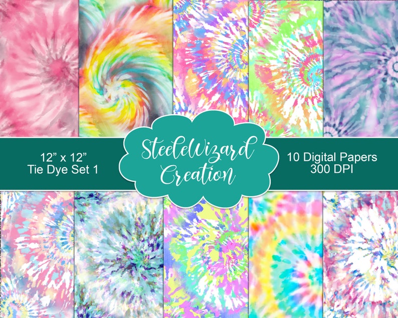 Tie Dye Digital Paper, Rainbow Seamless Tie Dye Download, Scrapbook ...
