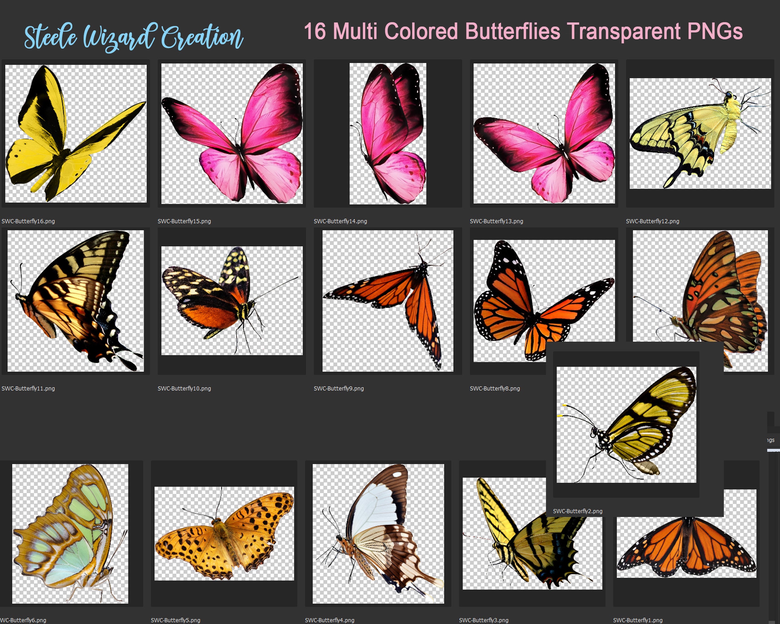 Butterfly Overlay Butterflies Overlays Butterfly Clipart | Etsy