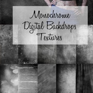 Fine Art Textures, Monochrome Digital Backdrops, Texture Overlays, Set ...