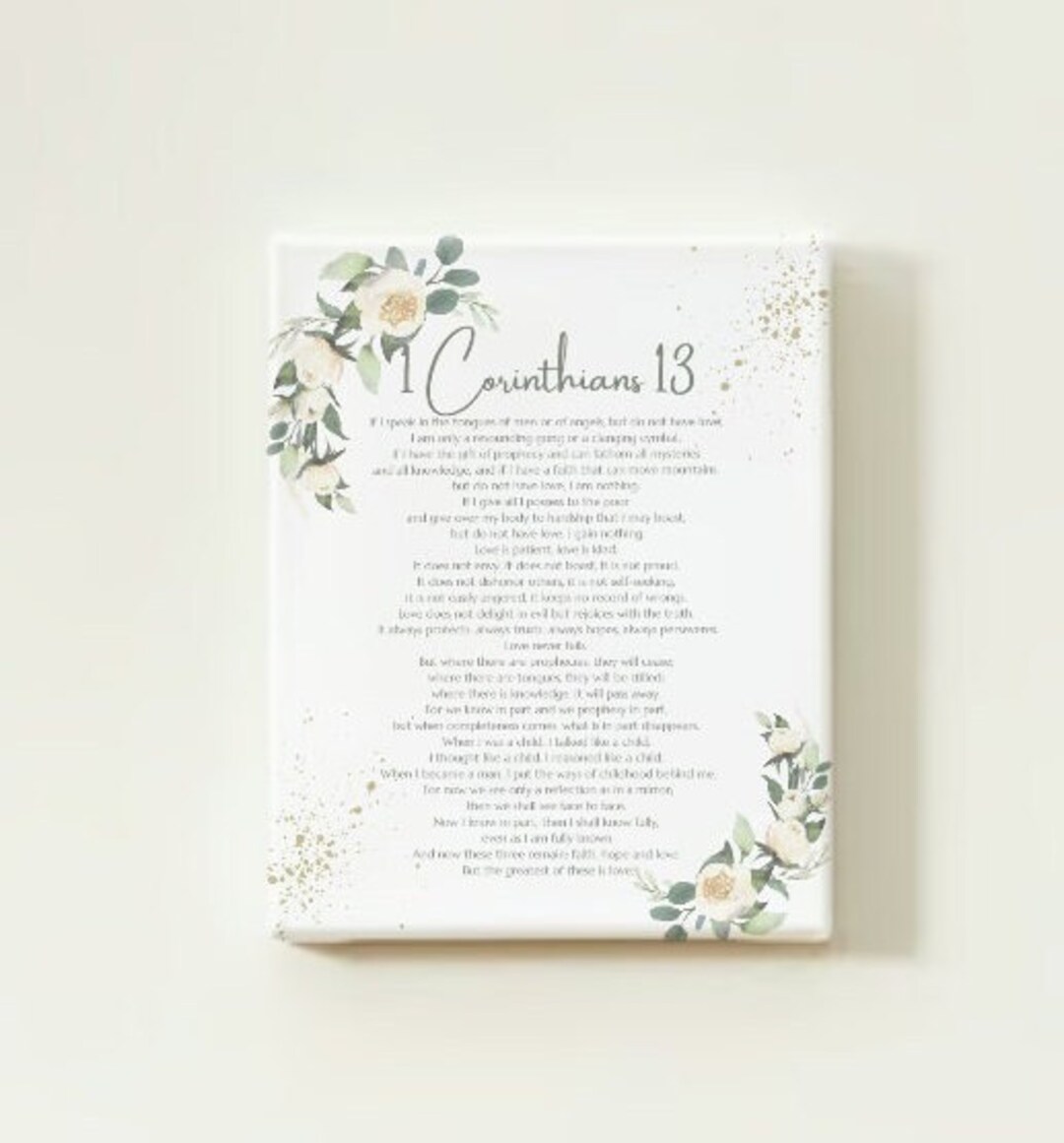 Printable Digital Download, 1 Corinthians 13, the Love Chapter, White ...