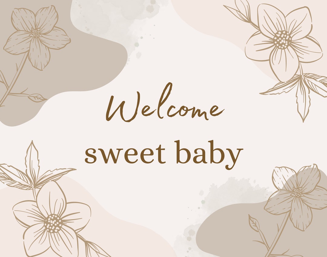 Printable Digital Download, Welcome Sweet Baby, Nursery, Baby Girl ...
