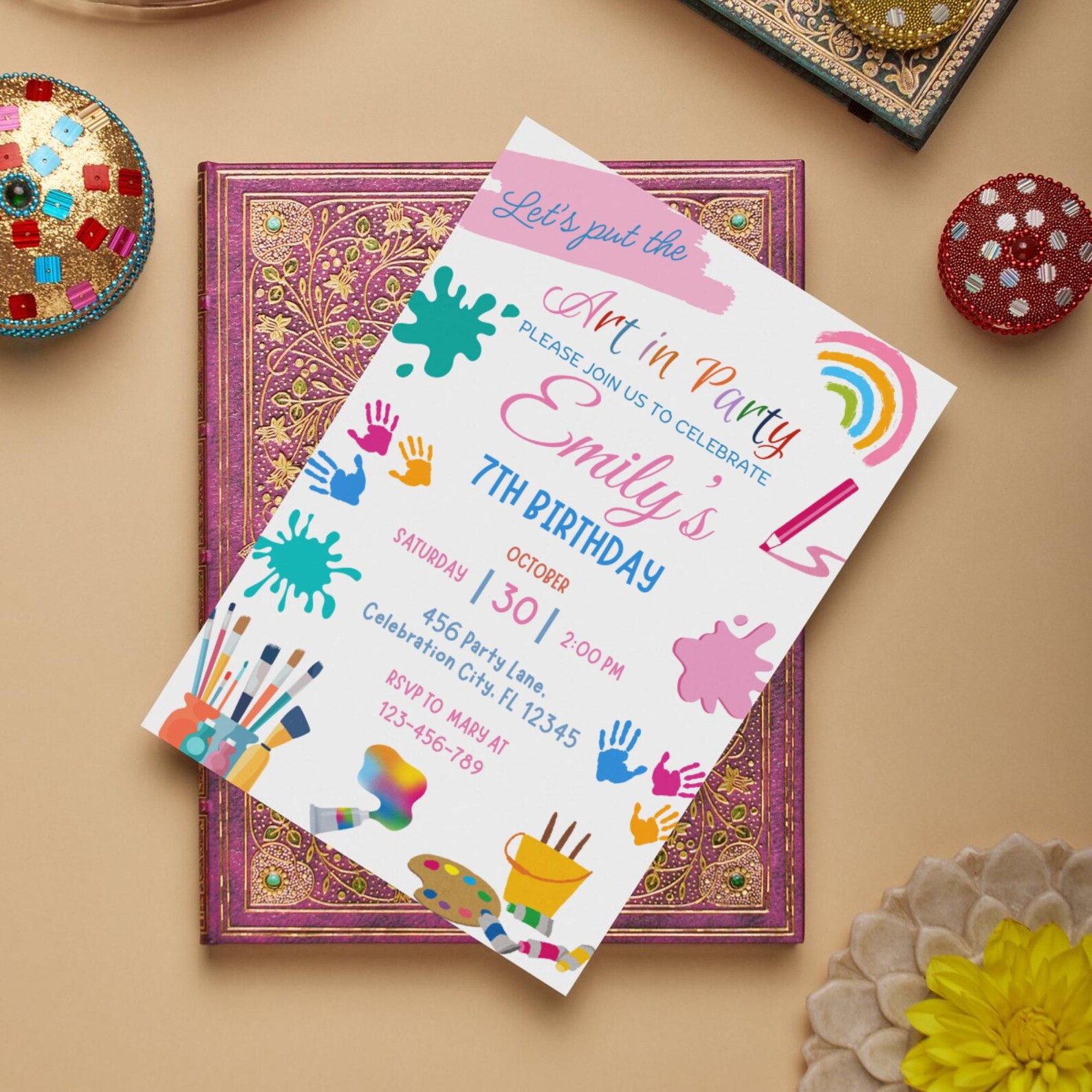 Editable Art Birthday Party Invitation, Art in Party Birthday Party ...