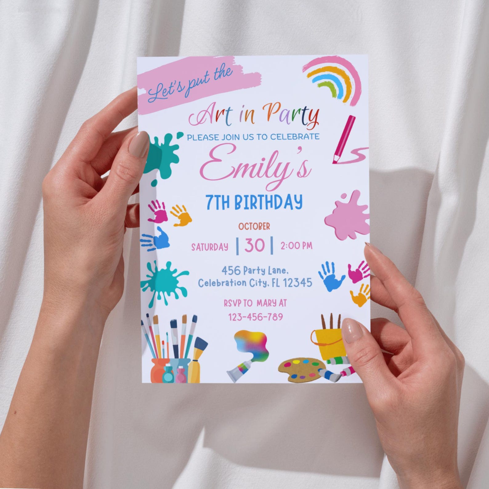 Editable Art Birthday Party Invitation, Art in Party Birthday Party ...