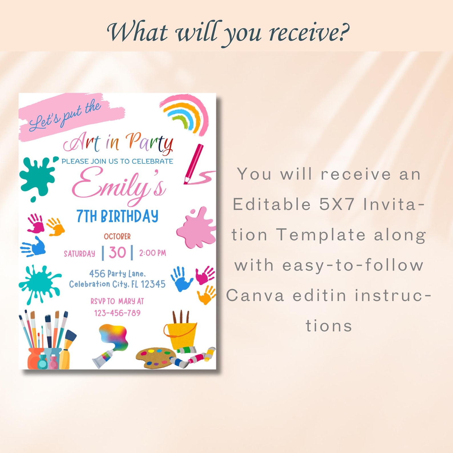 Editable Art Birthday Party Invitation, Art in Party Birthday Party ...