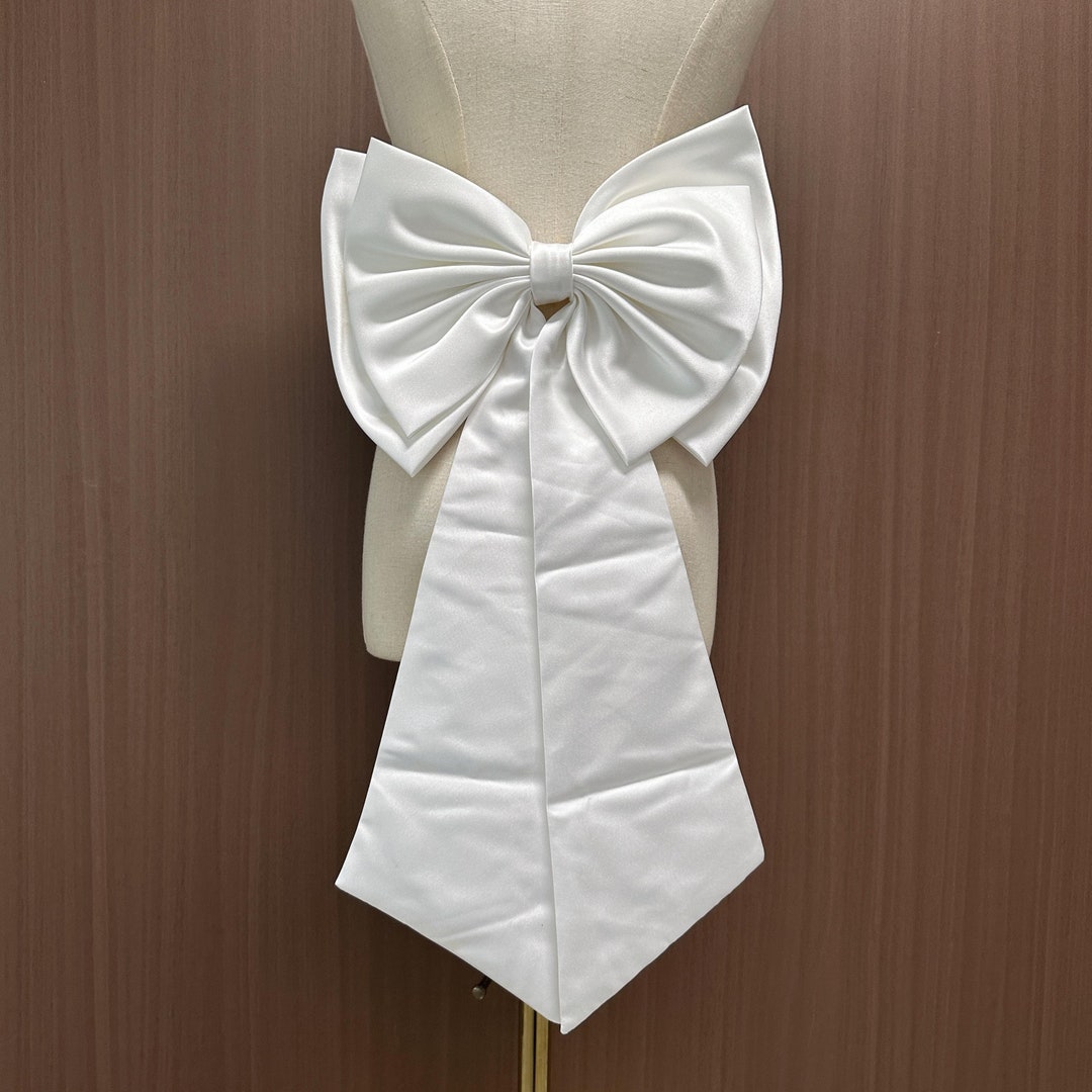 White Satin Double Bow for Prom Dress. Detachable Wedding Dress Bow ...