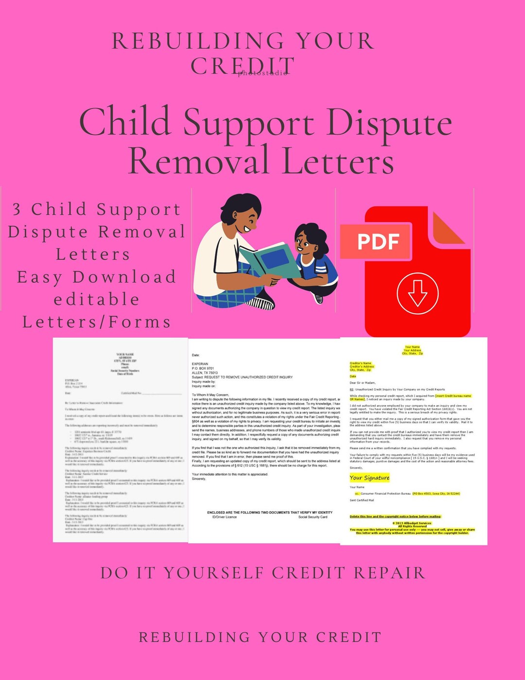 3 Child Support Dispute Removal Letters - Etsy