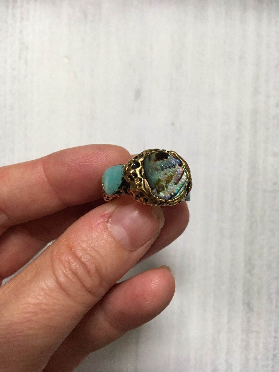 Hand Sculpted One of a Kind Abalone Shell and Amazonite Moon - Etsy