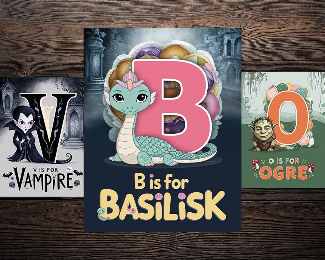 26 Mythical Creatures Posters Alphabet Poster, Kids Classroom Wall Art ...