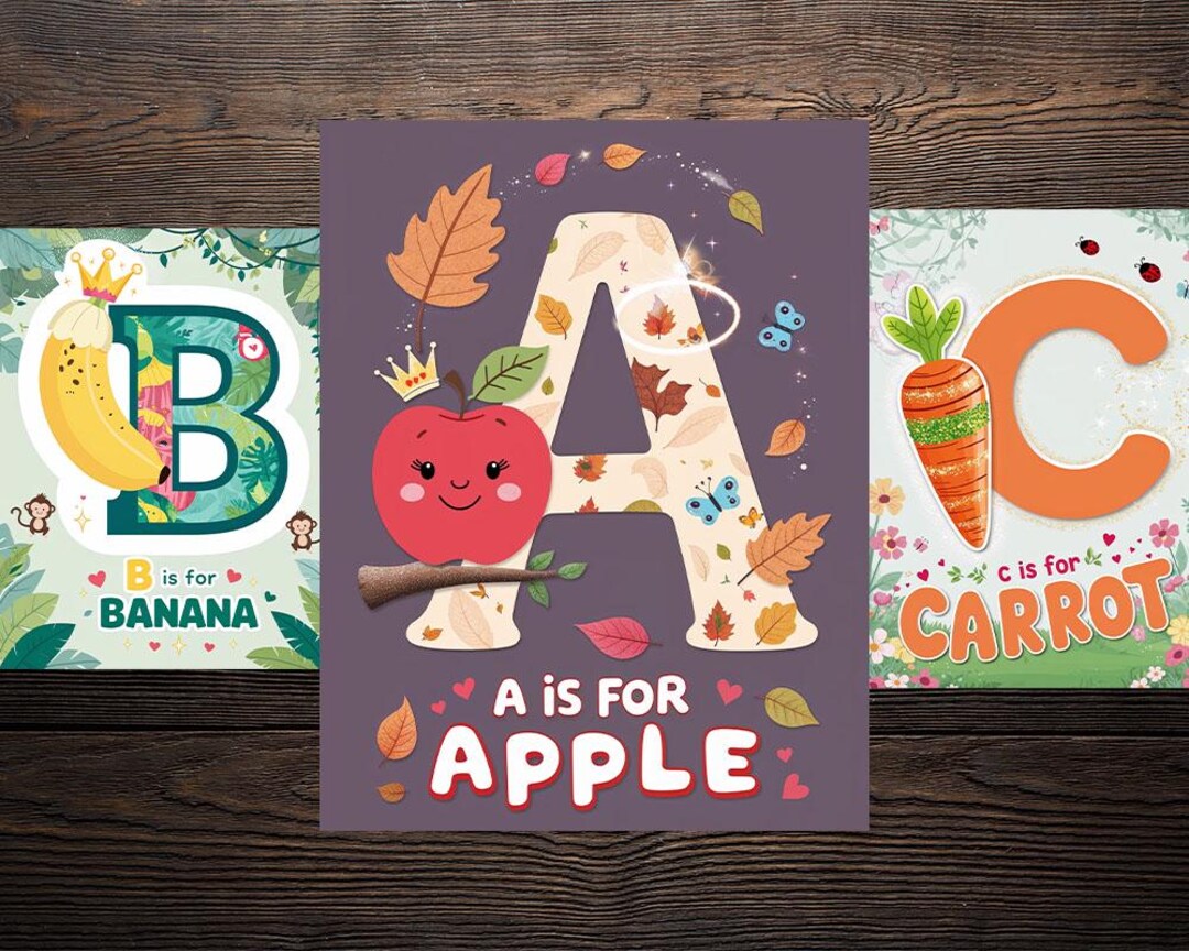 26 Fruits & Vegetables Alphabet Posters Kids Classroom Wall Art ...