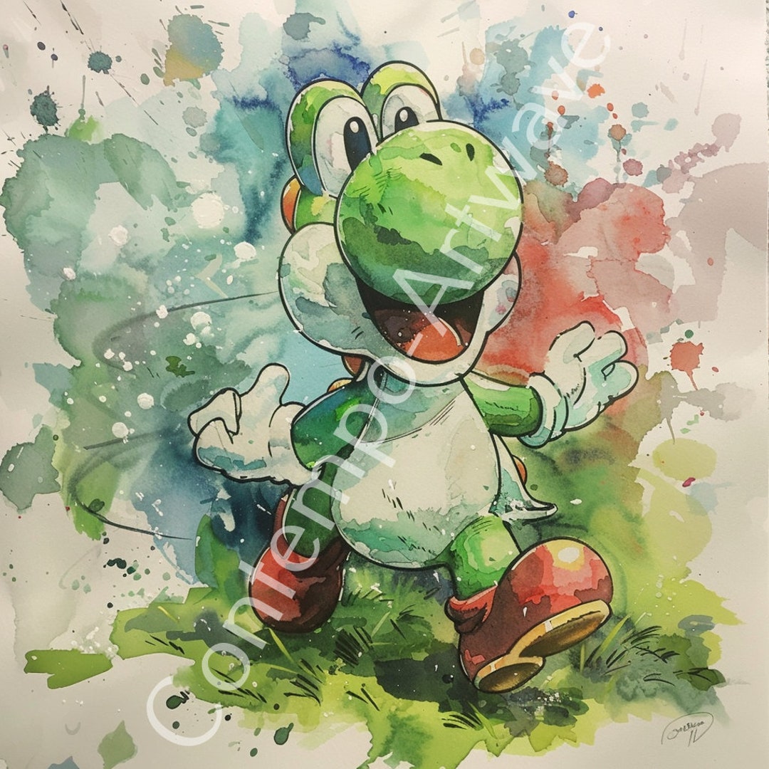 Yoshi Set of 5 Printable Waterpaint Wall Art High Quality - Etsy Australia