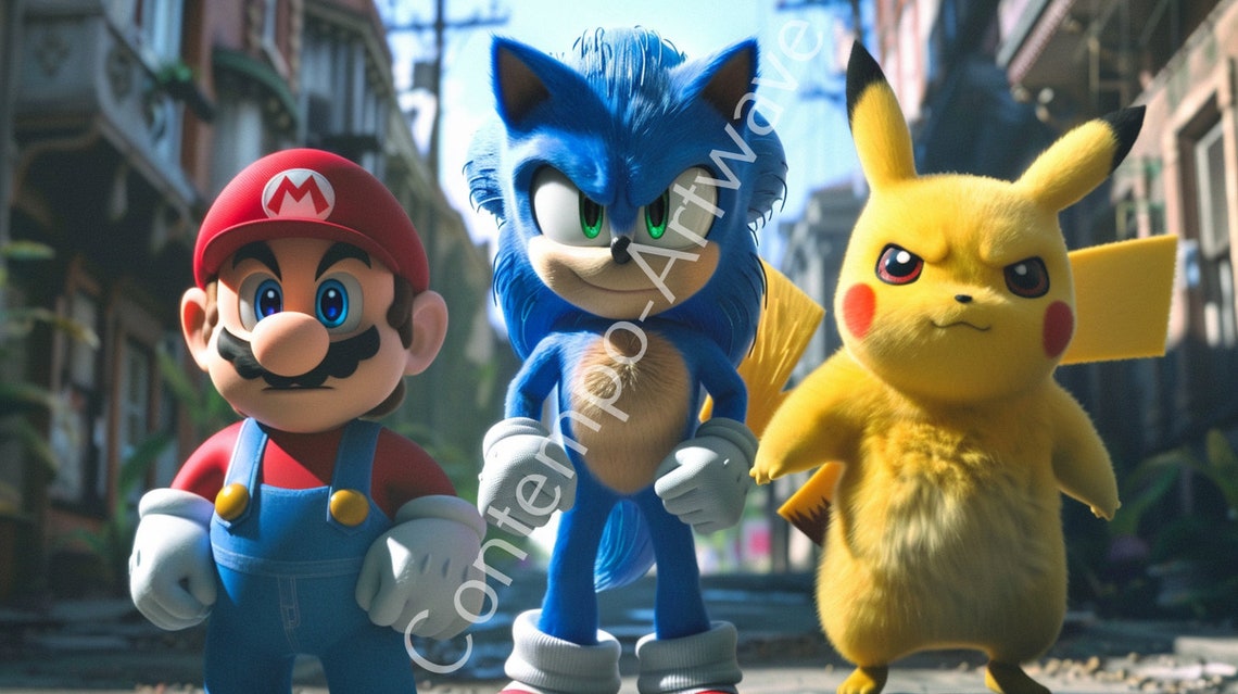 Super Mario Sonic Pikachu Printable Poster High Quality Set of 3 - Etsy Canada