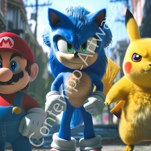 Super Mario Sonic Pikachu Printable Poster High Quality Set of 3 - Etsy ...