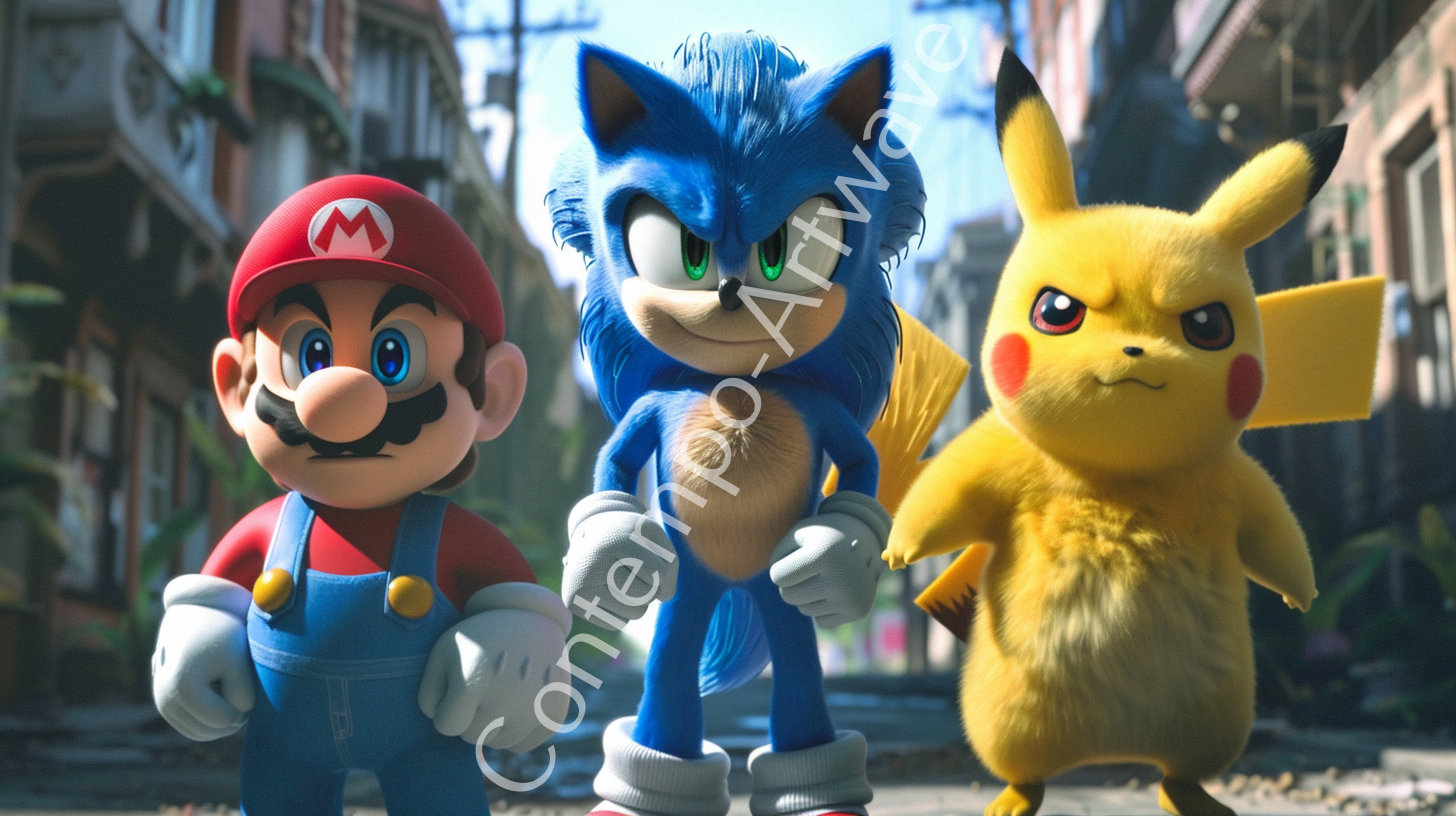 Super Mario Sonic Pikachu Printable Poster High Quality Set of 3 - Etsy ...