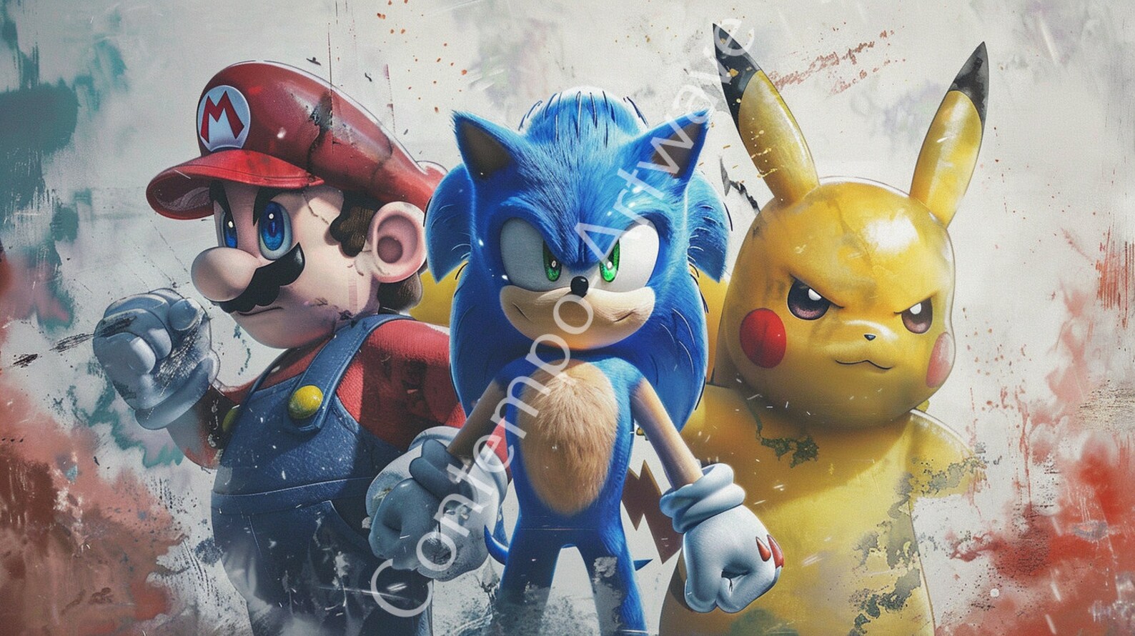 Super Mario Sonic Pikachu Printable Poster High Quality Set of 3 - Etsy ...