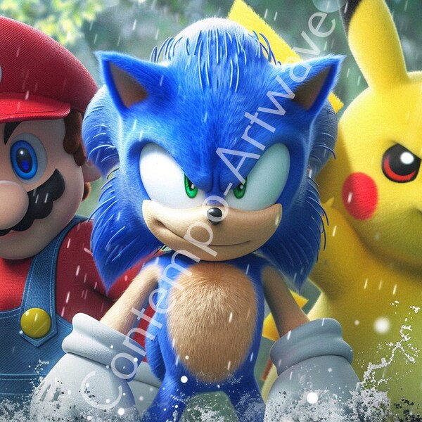 Pikachu Mario and Sonic - Etsy