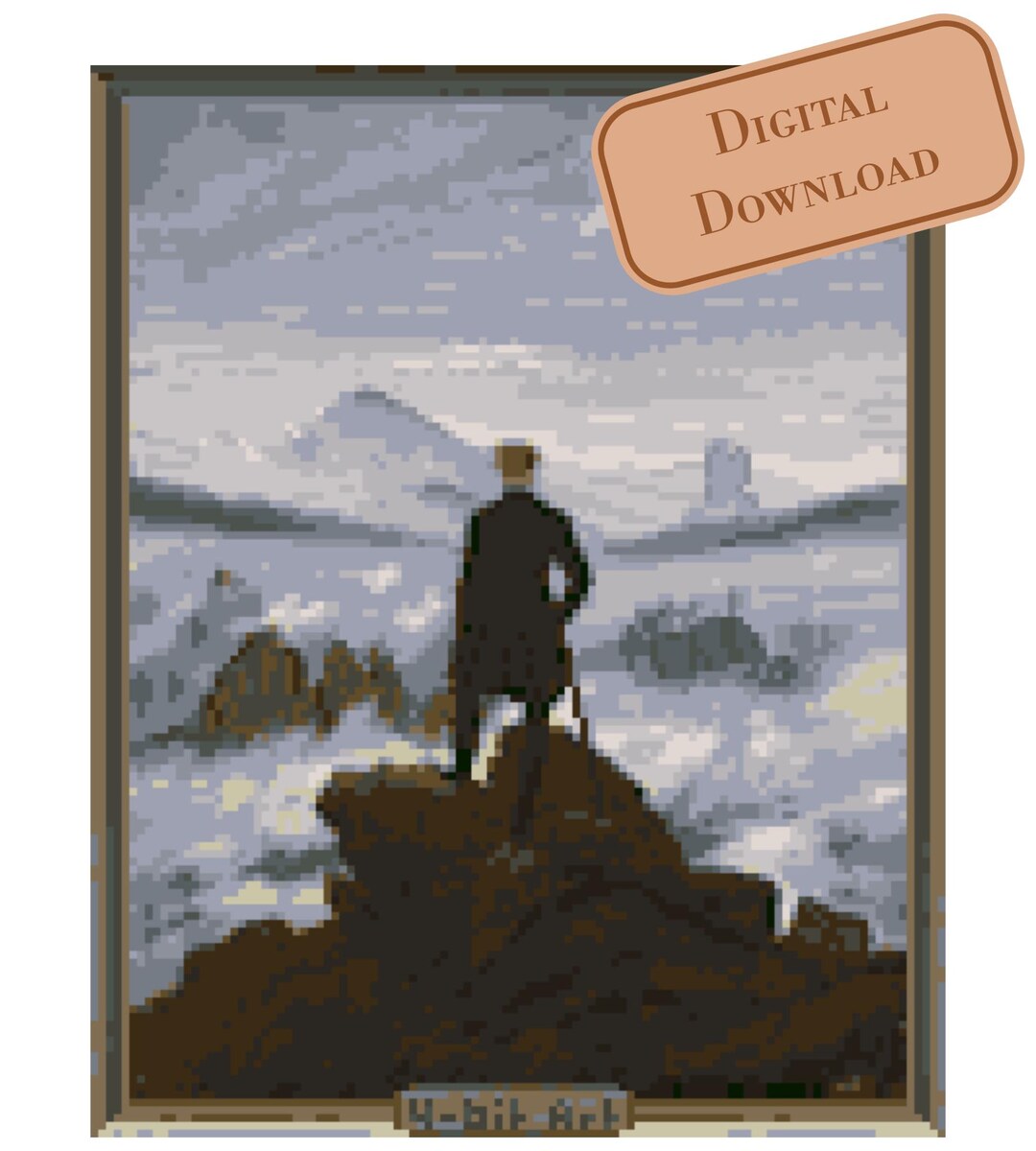 Wanderer Above the Sea of Fog, Pixel Art, Digital Download - Etsy