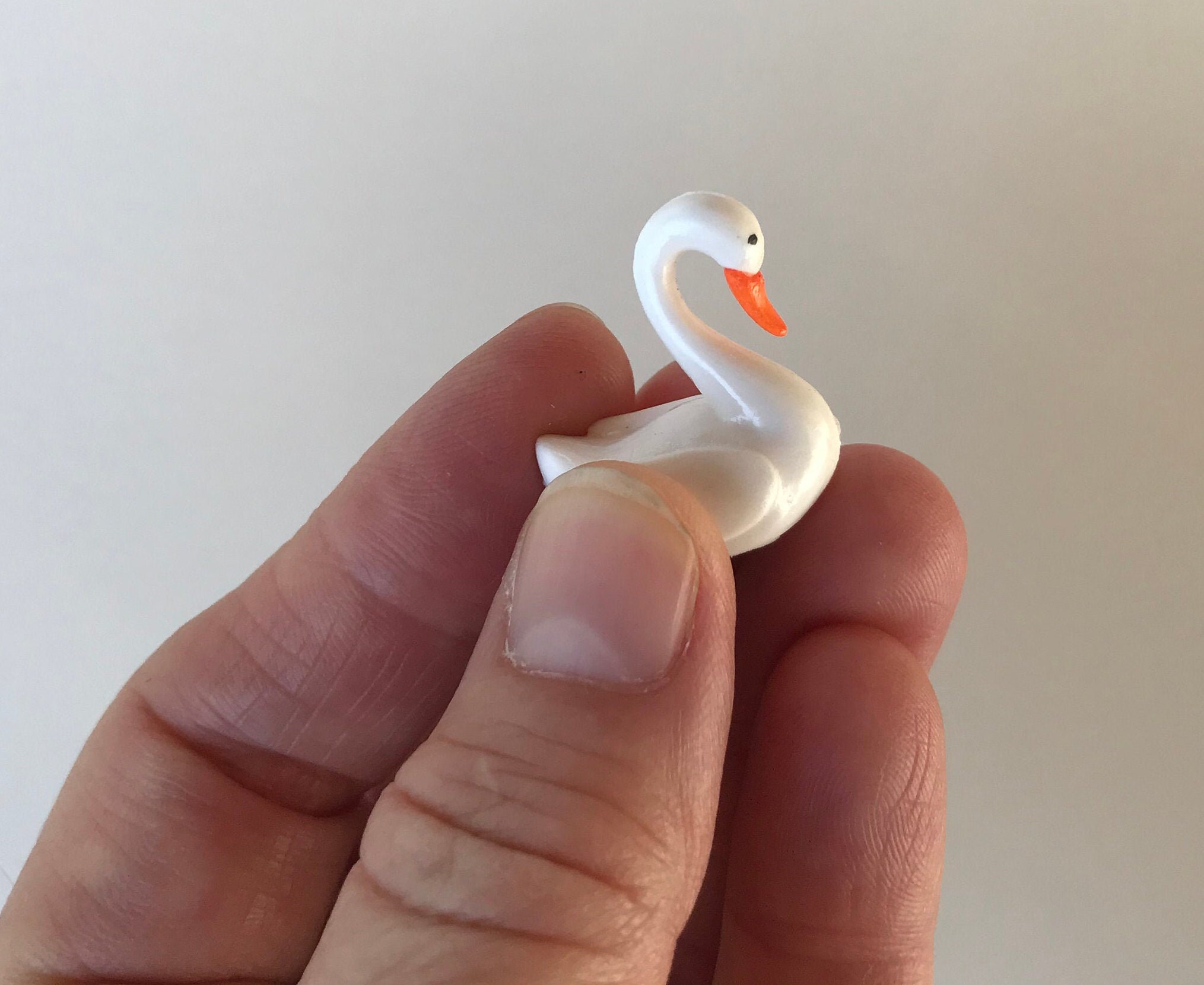 Set of Two Miniature Swans Dollhouse Swan Fairy Garden Micro Landscape ...