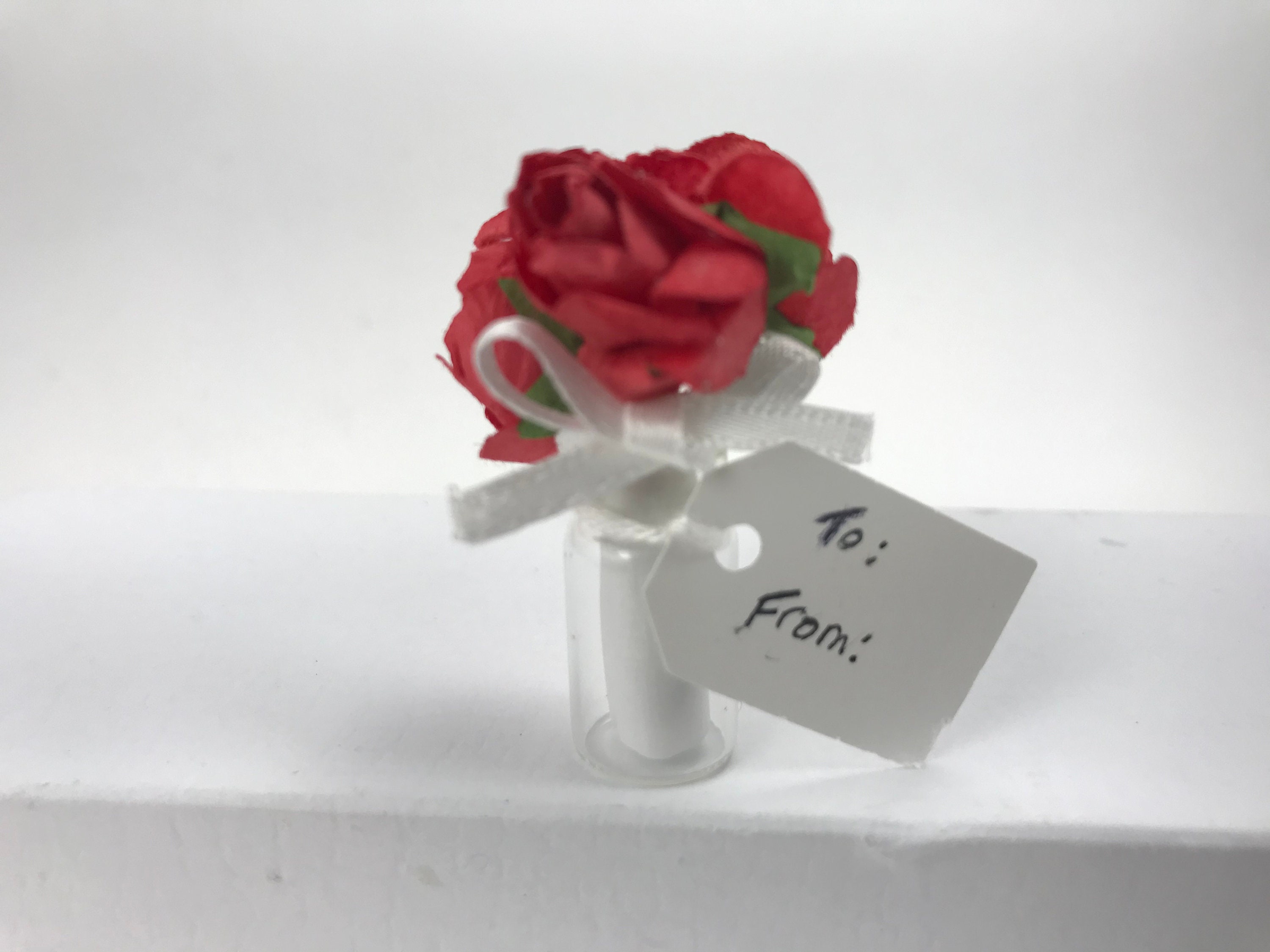 Miniature Rose Bouquet Mini Flower Arrangement Dollhouse Valentine's ...