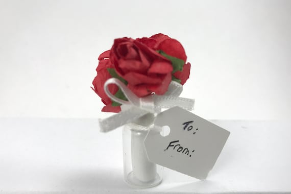 Miniature Rose Bouquet Mini Flower Arrangement Dollhouse | Etsy