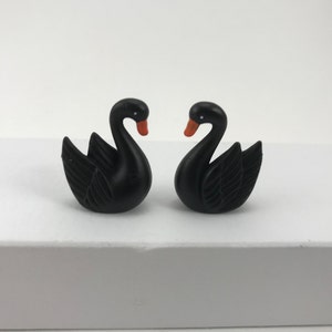 Set of Two Miniature Swans Dollhouse Swan Fairy Garden Micro Landscape ...