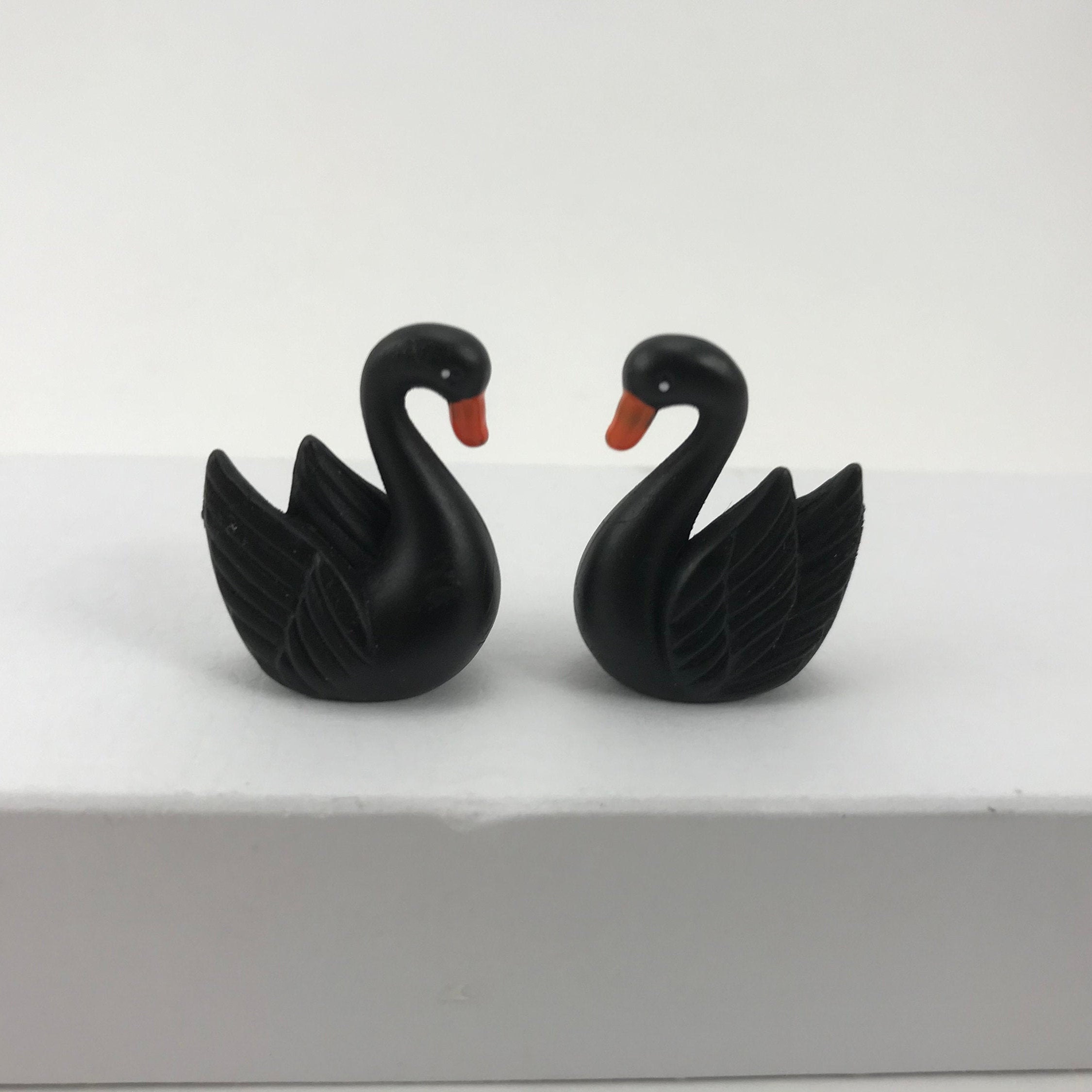 Set of Two Miniature Swans Dollhouse Swan Fairy Garden Micro Landscape ...