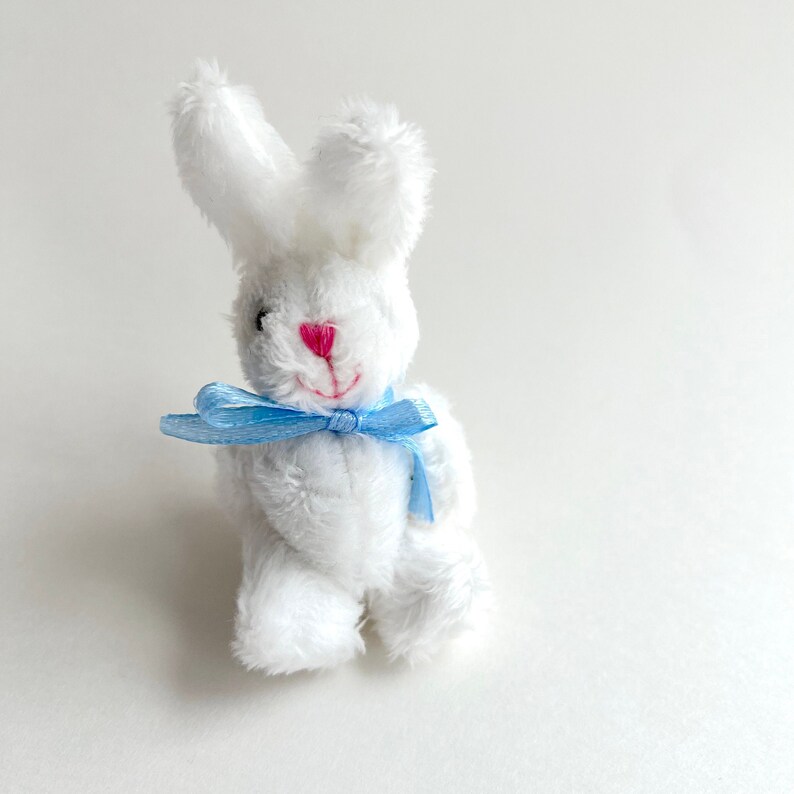 Miniature White Plush Bunny Rabbit Stuffed Animal Craft Supply ...