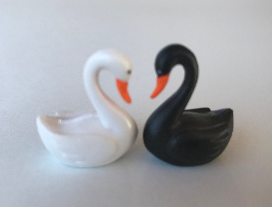 Set of Two Miniature Swans Dollhouse Swan Fairy Garden Micro Landscape ...