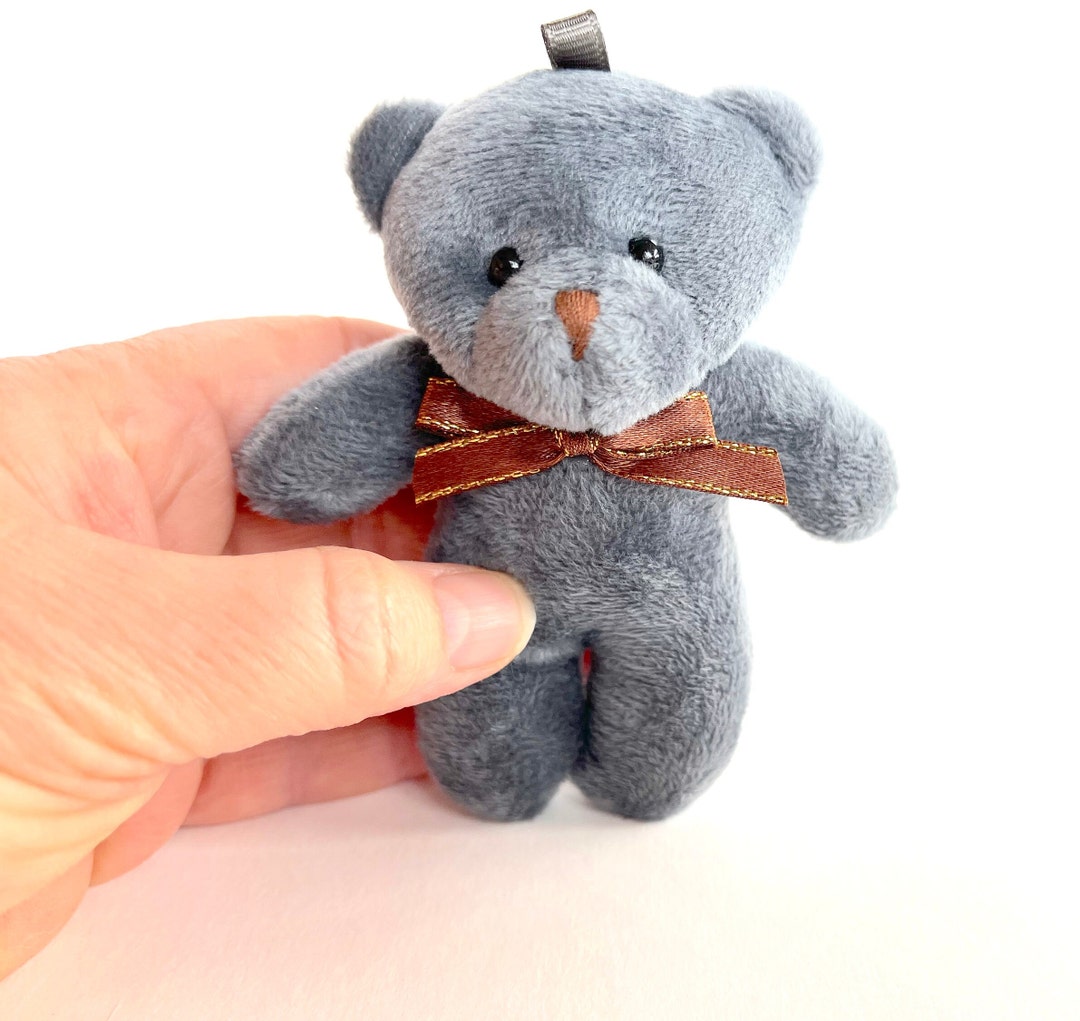 Small Stuffed Gray Teddy Bear Soft Fuzzy Plush Animal for Decoration ...