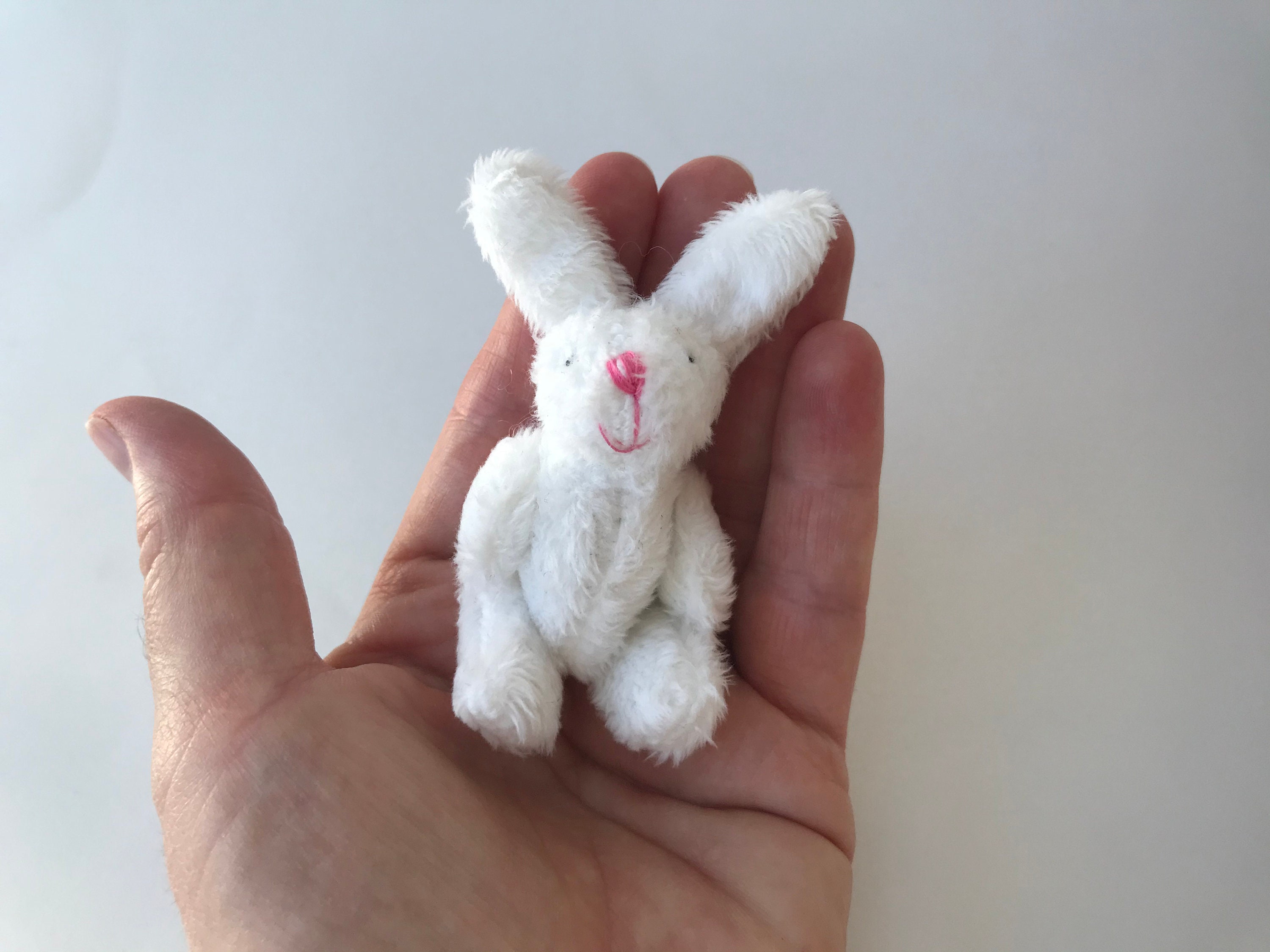 Miniature White Plush Bunny Rabbit Stuffed Animal Craft Supply | Etsy
