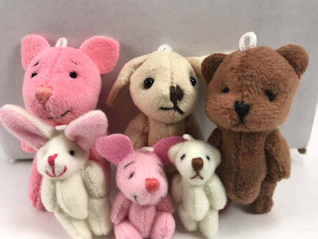 Mini Stuffed Animal Collection Bear Pig Bunny Puppy set of 6 - Etsy