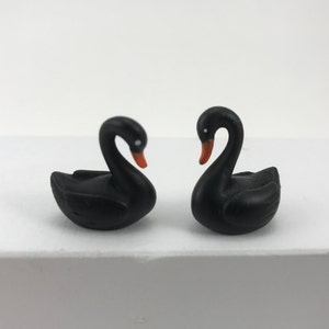 Set of Two Miniature Swans Dollhouse Swan Fairy Garden Micro Landscape ...