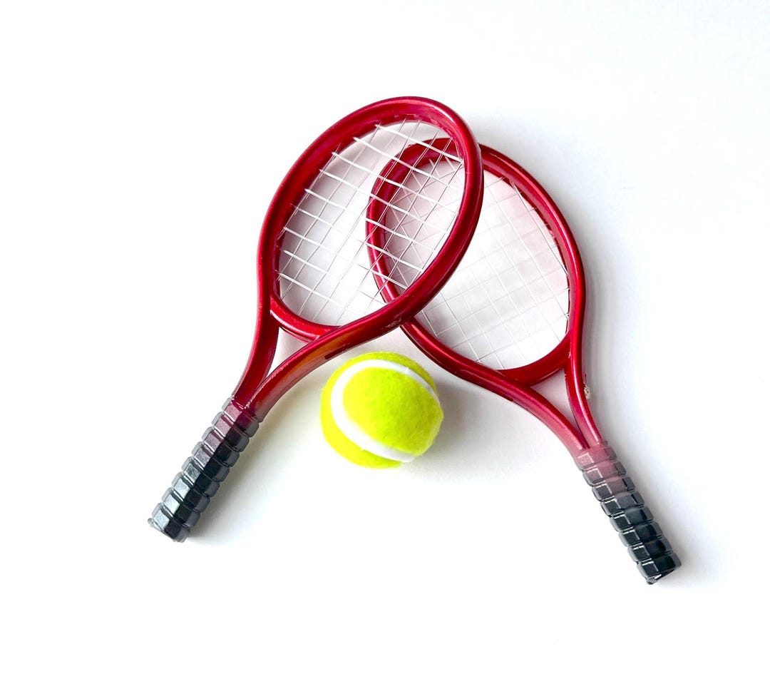 Miniature Tennis Racket Tennis Ball Dollhouse Doll Fairy Garden Diorama ...